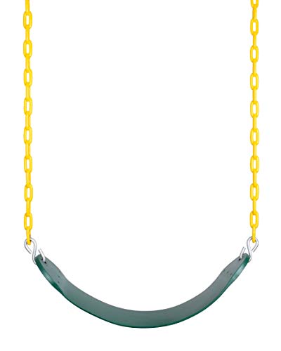 New Bounce Swing Seat - Swing Set Accessories for Outside, with Heavy Duty Rust-Proof Chain Coated in Thick Plastic for Safety and Comfort - Outdoor Replacement Swings for Kids and Adults (1 Pack)