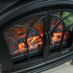 e-Flame USA 28" XL Denali Portable Freestanding Electric Fireplace Stove - 3-D Log and Fire Effect (Black)