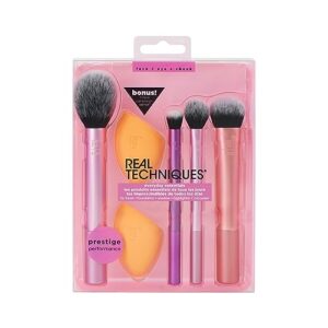 Real Techniques Makeup Brush Set with 2 Sponge Blenders for Eyeshadow, Foundation, Blush, and Concealer, Set of 6