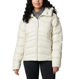 columbia women's autumn park down hooded jacket, chalk, large