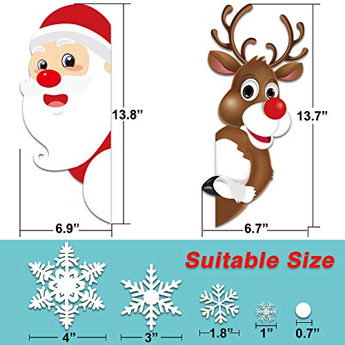 HINZER 310Pcs Christmas Window Clings Christmas Window Decorations Xmas Window Flakes Christmas Decals for Home Deer Santa Claus and Snowflakes