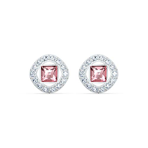 Swarovski Angelic Square Stud Earrings, with Pink and White Crystals and Rhodium Plated Setting, an Amazon Exclusive