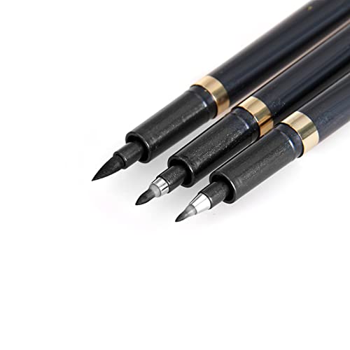 maxmartt Ink Pen 3pcs Artist Calligraphy Pen Chinese Japanese Calligraphy Shodo Brush Ink Pen Writing Drawing Craft