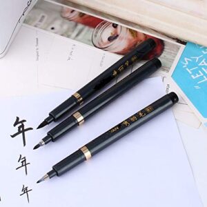 maxmartt Ink Pen 3pcs Artist Calligraphy Pen Chinese Japanese Calligraphy Shodo Brush Ink Pen Writing Drawing Craft