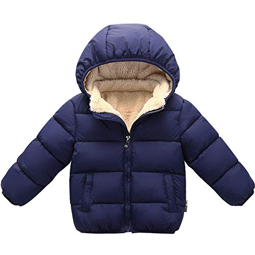 LAVIQK 1-7 Years Winter Coats for Toddlers Baby Boys Girls with Removable Fur Hooded Down Jacket Warm Fleece Coat Outerwear