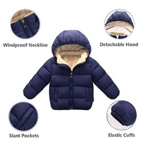 LAVIQK 1-7 Years Winter Coats for Toddlers Baby Boys Girls with Removable Fur Hooded Down Jacket Warm Fleece Coat Outerwear