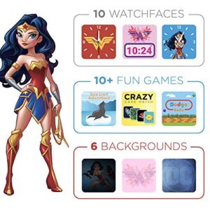 Wonder Woman PlayZoom Kids Smartwatch - Video and Camera Selfies Music Learning Educational Fun Interactive Games Touch Screen Sport Digital Watch Birthday Gift for Kids Toddlers Boys Girls Fun Prints