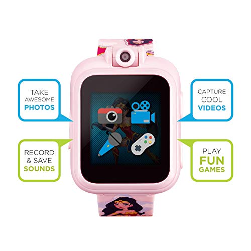 Wonder Woman PlayZoom Kids Smartwatch - Video and Camera Selfies Music Learning Educational Fun Interactive Games Touch Screen Sport Digital Watch Birthday Gift for Kids Toddlers Boys Girls Fun Prints