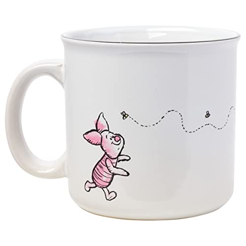 Silver Buffalo Disney Winnie the Pooh But First Hunny Piglet Ceramic Camper Mug, 20 Ounces