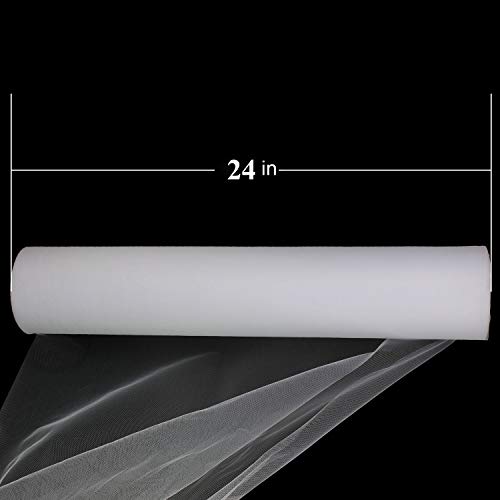 White Tulle Roll Spool 24 Inch x 100 Yards for Tulle Decoration