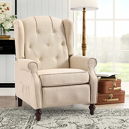 Grepatio Wingback Recliner Chair - Massage Heated Recliner Chair with Remote Control, Single Sofa Mid-Century High Back Accent Chair Tufted Chair