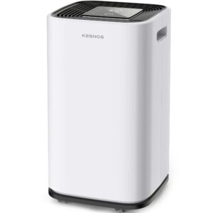 kesnos 5000 sq. ft large dehumidifier for home with drain hose and 1.19 gallons water tank - intelligent touch control and low noise, 24 hr timer ideal for basements, bedrooms, bathrooms, laundry rooms