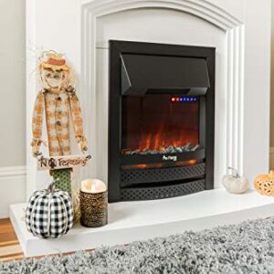 e-Flame USA Abbotsford 23"x19" LED Electric Fireplace Stove Insert with Remote - 3D Logs and Fire (Black)