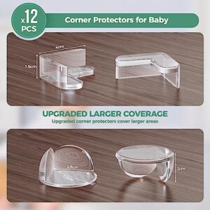 Peakally Corner Protectors Baby, 12 Pack Baby Proofing Corners and Edges, Baby Corner Protector Guards with Strong Adhesion, Furniture Corner Guard & Edge Safety Bumpers Clear