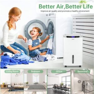 Waykar 2000 Sq. Ft Dehumidifier for Home and Basements, with Auto or Manual Drainage, 0.66 Gallon Water Tank Capacity