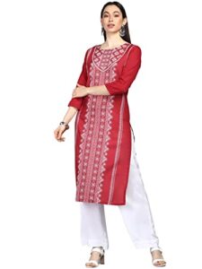 vaamsi crepe printed kurti(vpk1777_maroon_l)