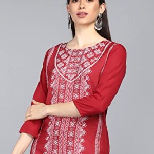 Vaamsi Crepe Printed Kurti(VPK1777_Maroon_L)