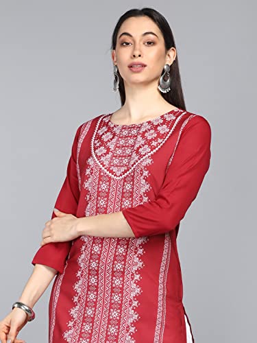 Vaamsi Crepe Printed Kurti(VPK1777_Maroon_L)