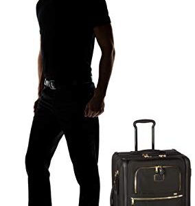 TUMI Alpha Short Trip Expandable 4-Wheeled Packing Case - Roller Bag for Short Trips & Weekend Getaways - Carry-On Luggage with 4 Spinner Wheels - Travel Suitcase for Men & Women - Black/Gold