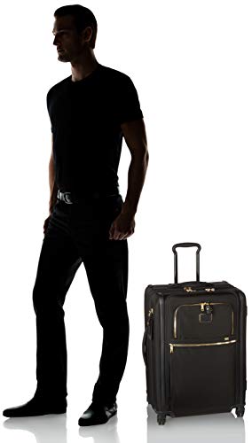 TUMI Alpha Short Trip Expandable 4-Wheeled Packing Case - Roller Bag for Short Trips & Weekend Getaways - Carry-On Luggage with 4 Spinner Wheels - Travel Suitcase for Men & Women - Black/Gold