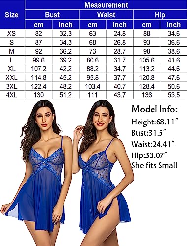 Avidlove Sexy Lingerie for Women Nighties for Women Sexy Negligee Lingerie Chemise Nightgown Dark Blue