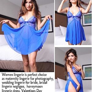 Avidlove Sexy Lingerie for Women Nighties for Women Sexy Negligee Lingerie Chemise Nightgown Dark Blue