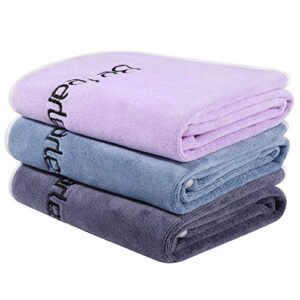 BOBOR Gym Towels Set, Microfiber Sports Towel for Men and Women, Super Soft and Quick-Drying 3-Pack Set Towel, for Tennis, Yoga, Cycling, Swimming (1Blue+1Purple+1Gray, 14" x 29")