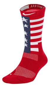 nike elite energy rwb crew socks university red/midnight navy/white (md (men's shoe 6-8, women's shoe 6-10))