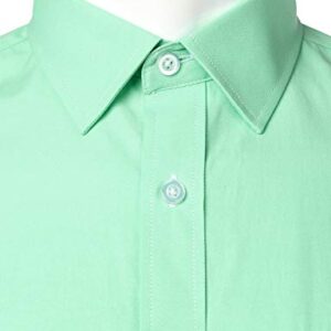 ZEROYAA Men's Long Sleeve Micro Twill Dress Shirt Basic Slim Fit Button Up Business Formal Shirts with Pocket ZYSGCL02 Light Green Large