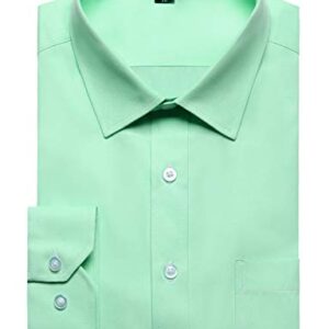 ZEROYAA Men's Long Sleeve Micro Twill Dress Shirt Basic Slim Fit Button Up Business Formal Shirts with Pocket ZYSGCL02 Light Green Large