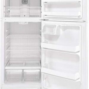 GTE17DTNRWW 28" Energy Star Qualified Top Freezer Refrigerator with 16.63 cu. ft. Capacity; LED Lighting; Adjustable Wire Shelves and Upfront Temperature Controls in White