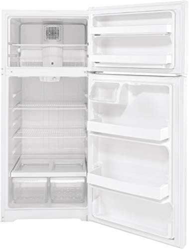 GTE17DTNRWW 28" Energy Star Qualified Top Freezer Refrigerator with 16.63 cu. ft. Capacity; LED Lighting; Adjustable Wire Shelves and Upfront Temperature Controls in White