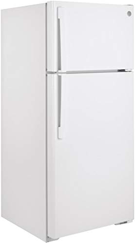 GTE17DTNRWW 28" Energy Star Qualified Top Freezer Refrigerator with 16.63 cu. ft. Capacity; LED Lighting; Adjustable Wire Shelves and Upfront Temperature Controls in White