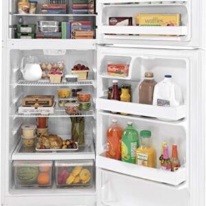 GTE17DTNRWW 28" Energy Star Qualified Top Freezer Refrigerator with 16.63 cu. ft. Capacity; LED Lighting; Adjustable Wire Shelves and Upfront Temperature Controls in White