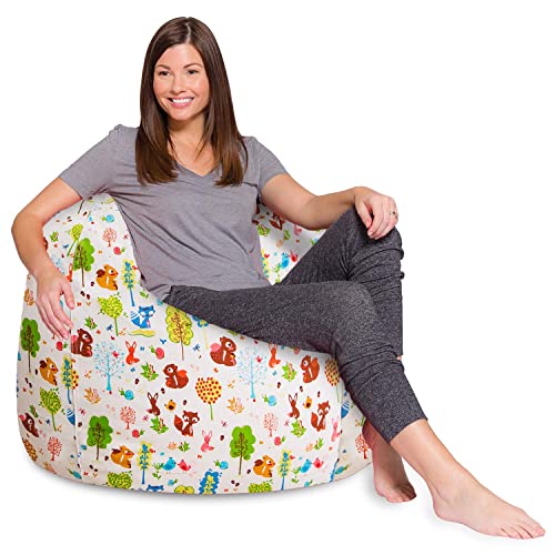 Posh Beanbags Bean Bag Chair, X-Large-48in, Canvas Animals Forest Critters