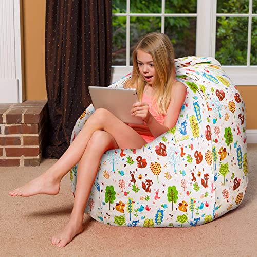 Posh Beanbags Bean Bag Chair, X-Large-48in, Canvas Animals Forest Critters