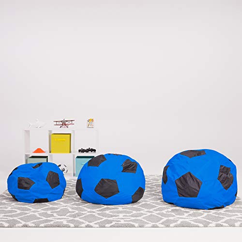 Posh Beanbags Bean Bag Chair, X-Large-48in, Sports Soccer Ball Blue and Black