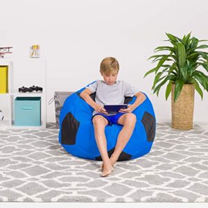 Posh Beanbags Bean Bag Chair, X-Large-48in, Sports Soccer Ball Blue and Black