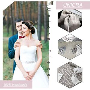 Unicra Silver Wedding Jewelry for Bride Rhinestone Necklace Earrings Set Bridal Prom Costume Jewelry Set for Women and Girls