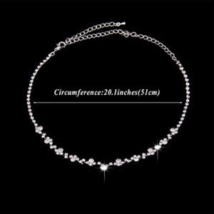 Unicra Silver Wedding Jewelry for Bride Rhinestone Necklace Earrings Set Bridal Prom Costume Jewelry Set for Women and Girls