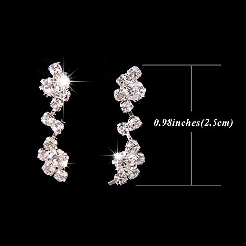 Unicra Silver Wedding Jewelry for Bride Rhinestone Necklace Earrings Set Bridal Prom Costume Jewelry Set for Women and Girls