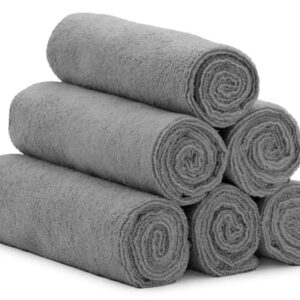 S&T INC. Microfiber Towel for Sweat Yoga Workout Home Gym , Grey, 16 Inch x 27 Inch, 6 Pack