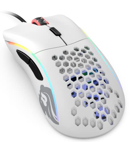 Glorious Gaming Mouse - Glorious Model D Honeycomb Mouse - Superlight RGB PC Mouse - 68 g - Matte White Wired Mouse