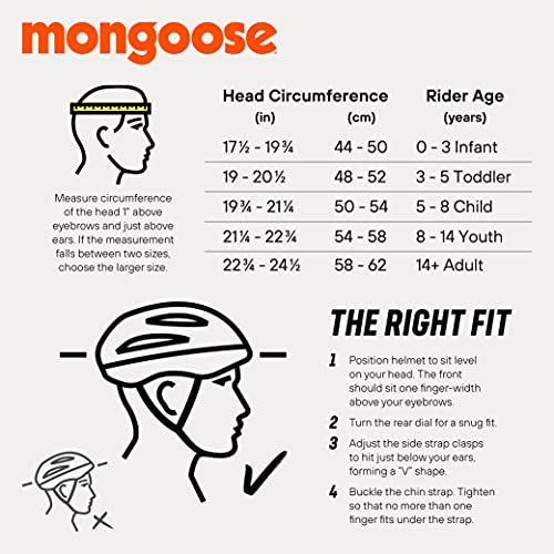 Mongoose BMX Bike Helmet, Multi Sport Kids Helmet, Grey