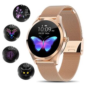 smart watch for women,elegant&high-end sylish stainless steel ip68 waterproof smartwatch fitness tracker with heart rate sleep monitoring calories activity tracker,gift for lady girls (elegant gold)