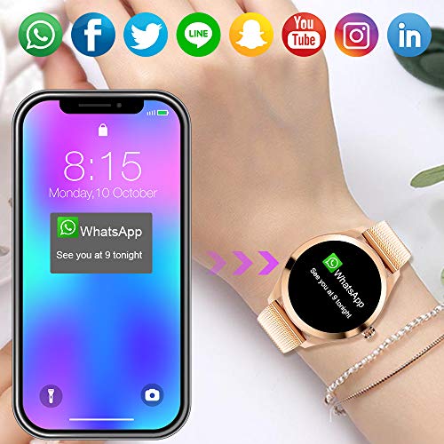 Smart Watch for Women,Elegant&High-end Sylish Stainless Steel IP68 Waterproof Smartwatch Fitness Tracker with Heart Rate Sleep Monitoring Calories Activity Tracker,Gift for Lady Girls (Elegant Gold)