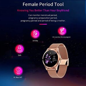 Smart Watch for Women,Elegant&High-end Sylish Stainless Steel IP68 Waterproof Smartwatch Fitness Tracker with Heart Rate Sleep Monitoring Calories Activity Tracker,Gift for Lady Girls (Elegant Gold)