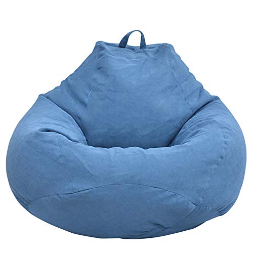 Librao Bean Bag Chair Sofa Cover(No Filler), Lazy Lounger High Back Large Bean Bag Storage Chair Cover Sack for Adults and Kids Without Filling (Blue, M)