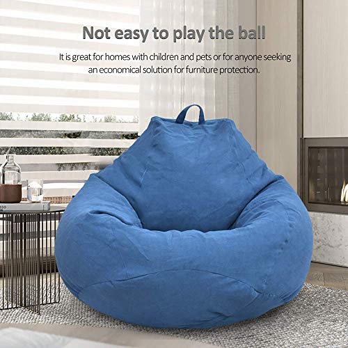 Librao Bean Bag Chair Sofa Cover(No Filler), Lazy Lounger High Back Large Bean Bag Storage Chair Cover Sack for Adults and Kids Without Filling (Blue, M)