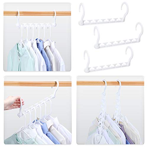 HOUSE DAY Sturdy Plastic Space Saving Hangers Cascading Hanger Organizer Pack of 12 Closet Space Saver Multifunctional Hangers for Heavy Clothes (White)